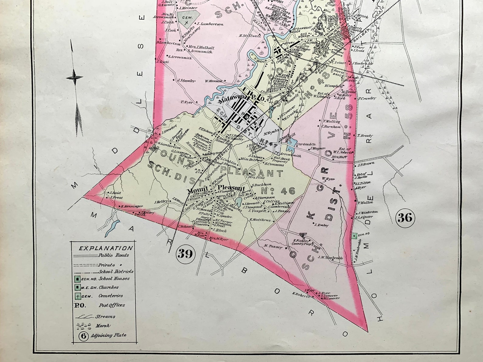 Matawan Map, Original 1889 Monmouth County Atlas, Cliffwood Beach - Etsy