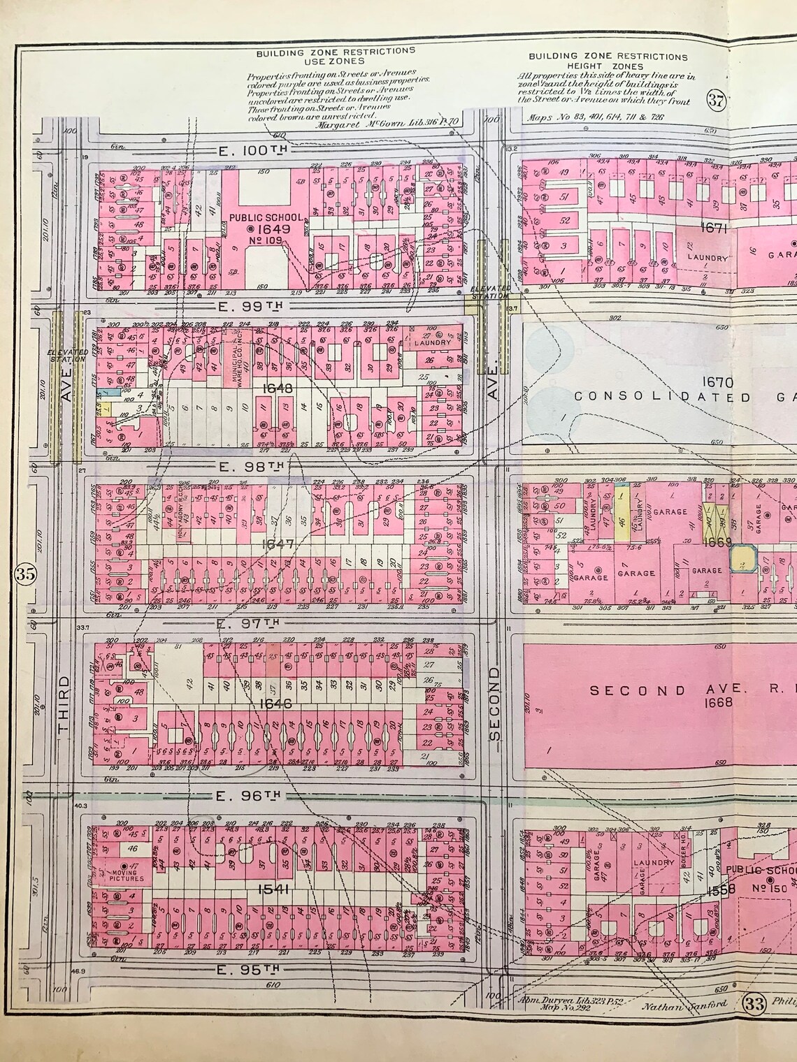 Upper East Side Map, Original 1930 Manhattan Borough Atlas, Yorkville ...