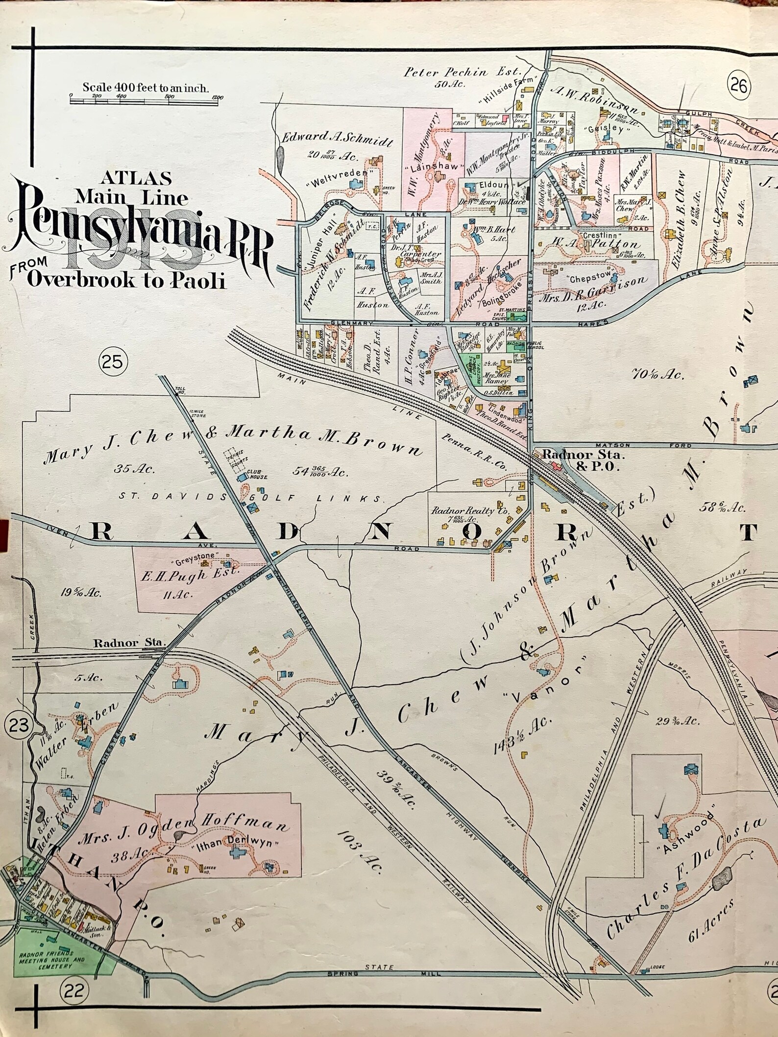 Villanova Map Original 1913 Main Line Railroad Atlas Wayne - Etsy