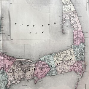 Barnstable County Map, Original 1871 Massachusetts Atlas, Marthas ...