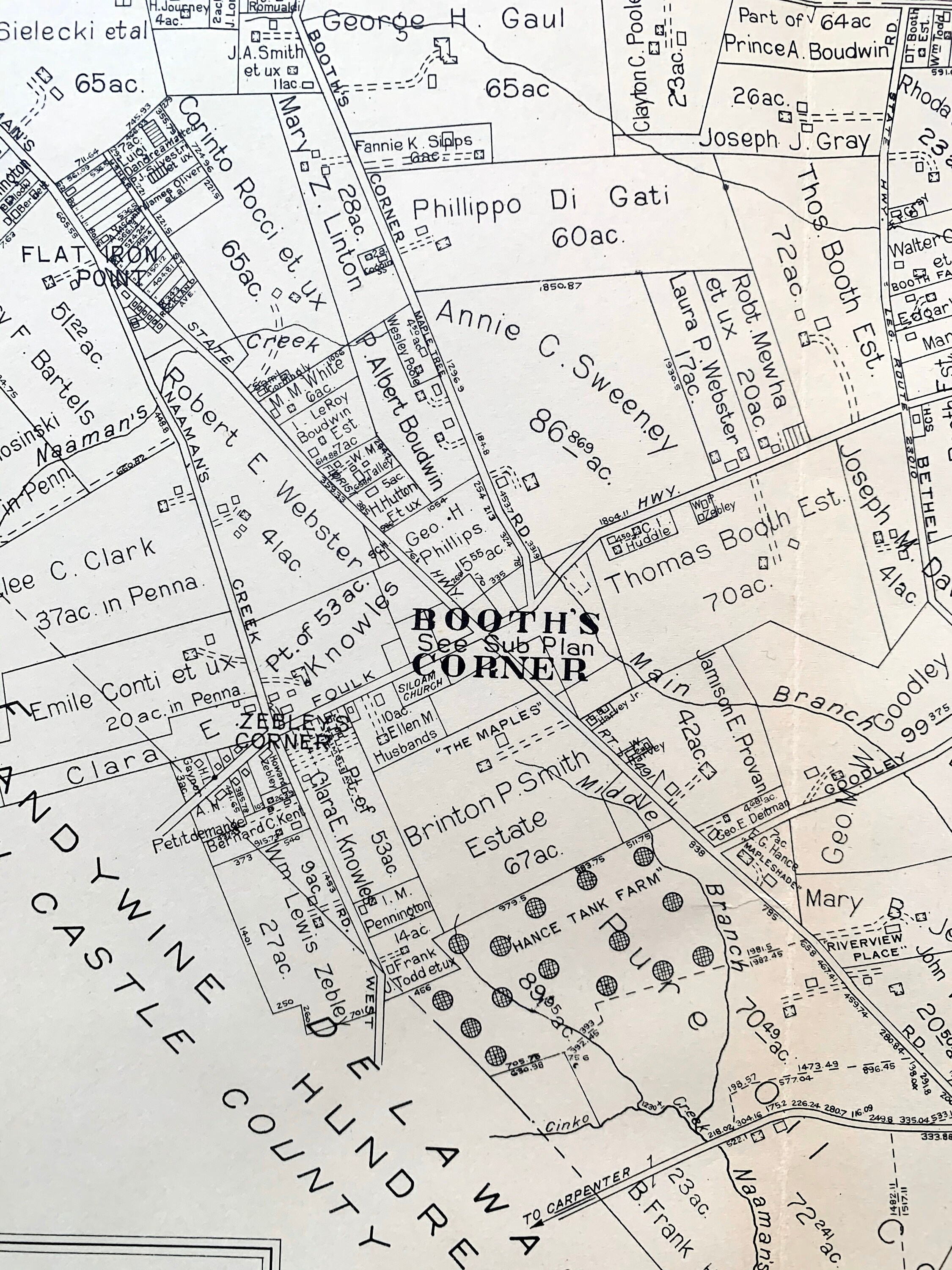 Bethel Township Map, Upper Chichester Map, Original 1934 Delaware ...
