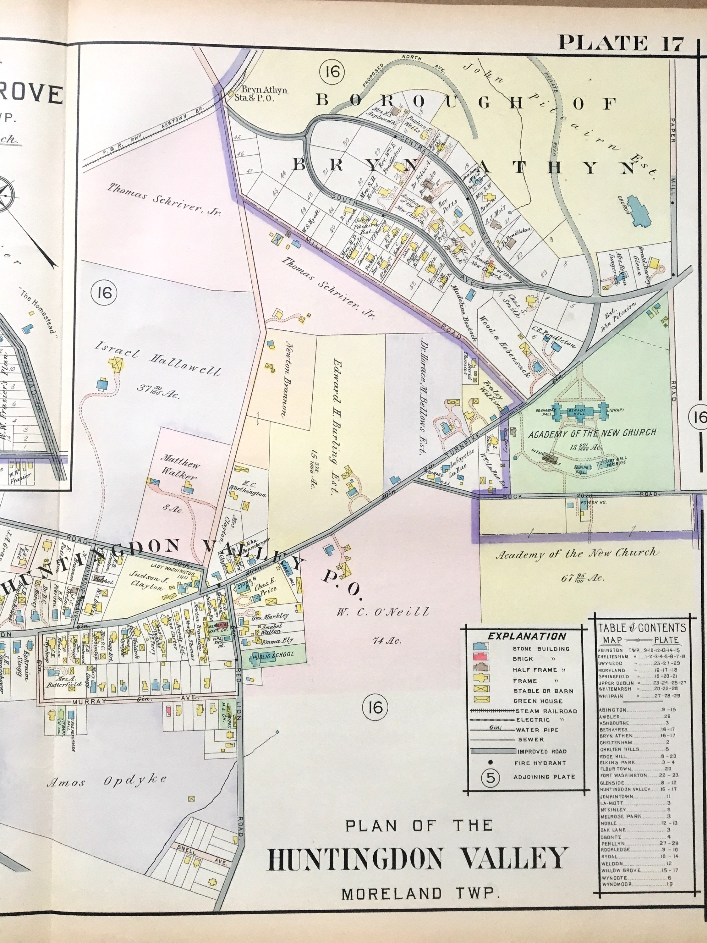 Moreland Township Map Original 1916 North Penn Atlas Willow - Etsy UK