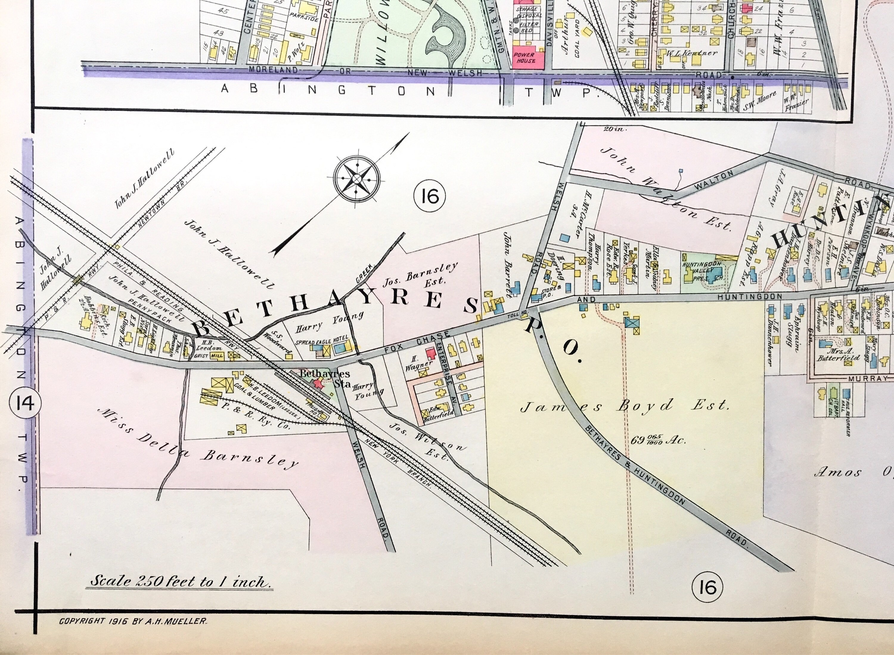 Moreland Township Map Original 1916 North Penn Atlas Willow - Etsy UK