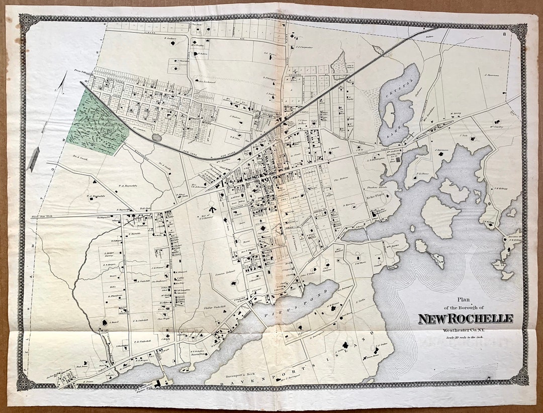 New Rochelle Map, Original 1867 Westchester County, - Etsy
