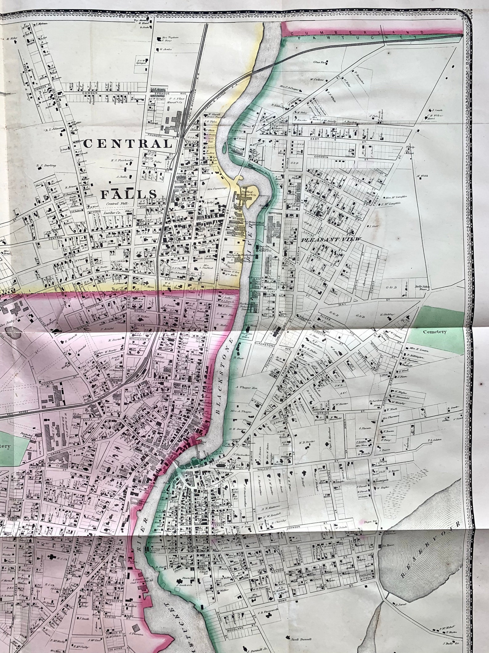 Pawtucket Map, Original 1870 Rhode Island Atlas Map, Providence County ...