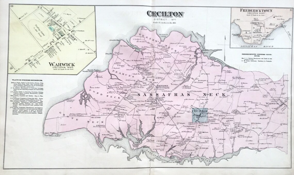 Cecilton Map Cecil County Maryland Atlas Map Original 1877 | Etsy