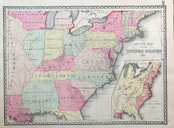 United States Territory Map Original 1889 Tunisons Atlas | Etsy