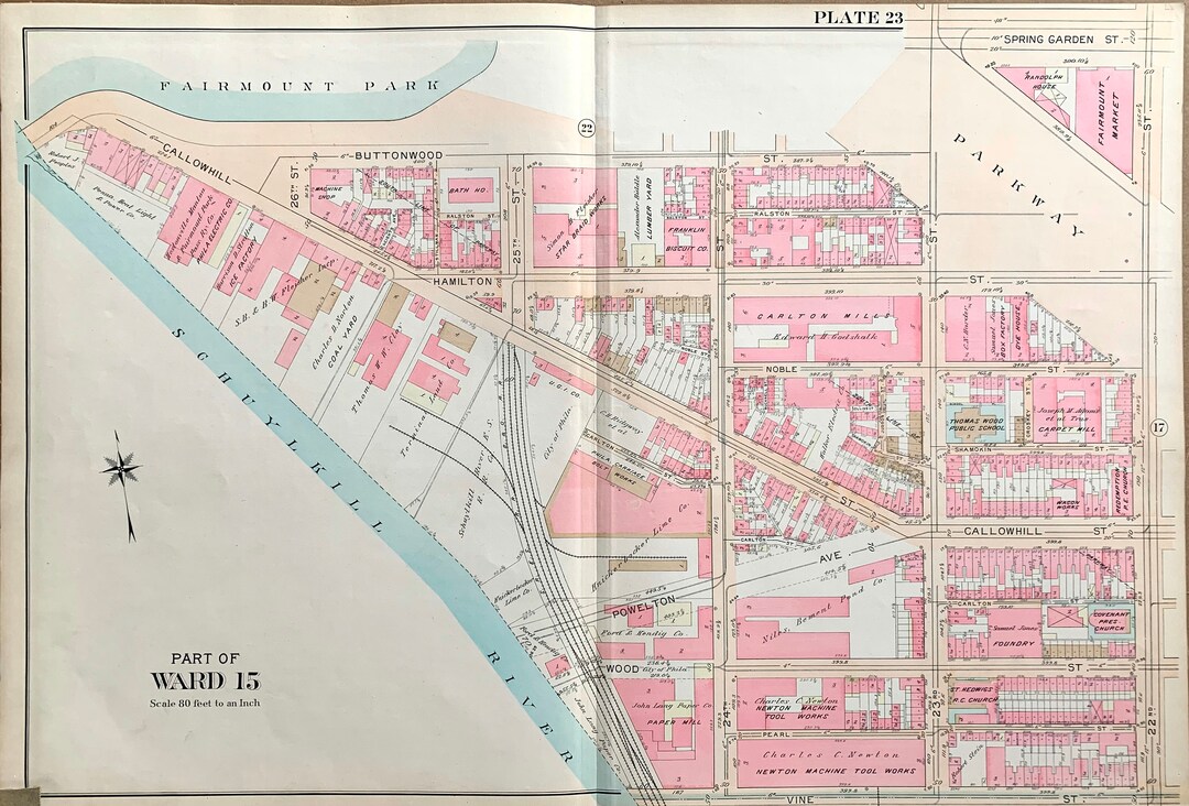 Art Museum Map, Original 1907 City of Philadelphia Atlas Map, Hand ...