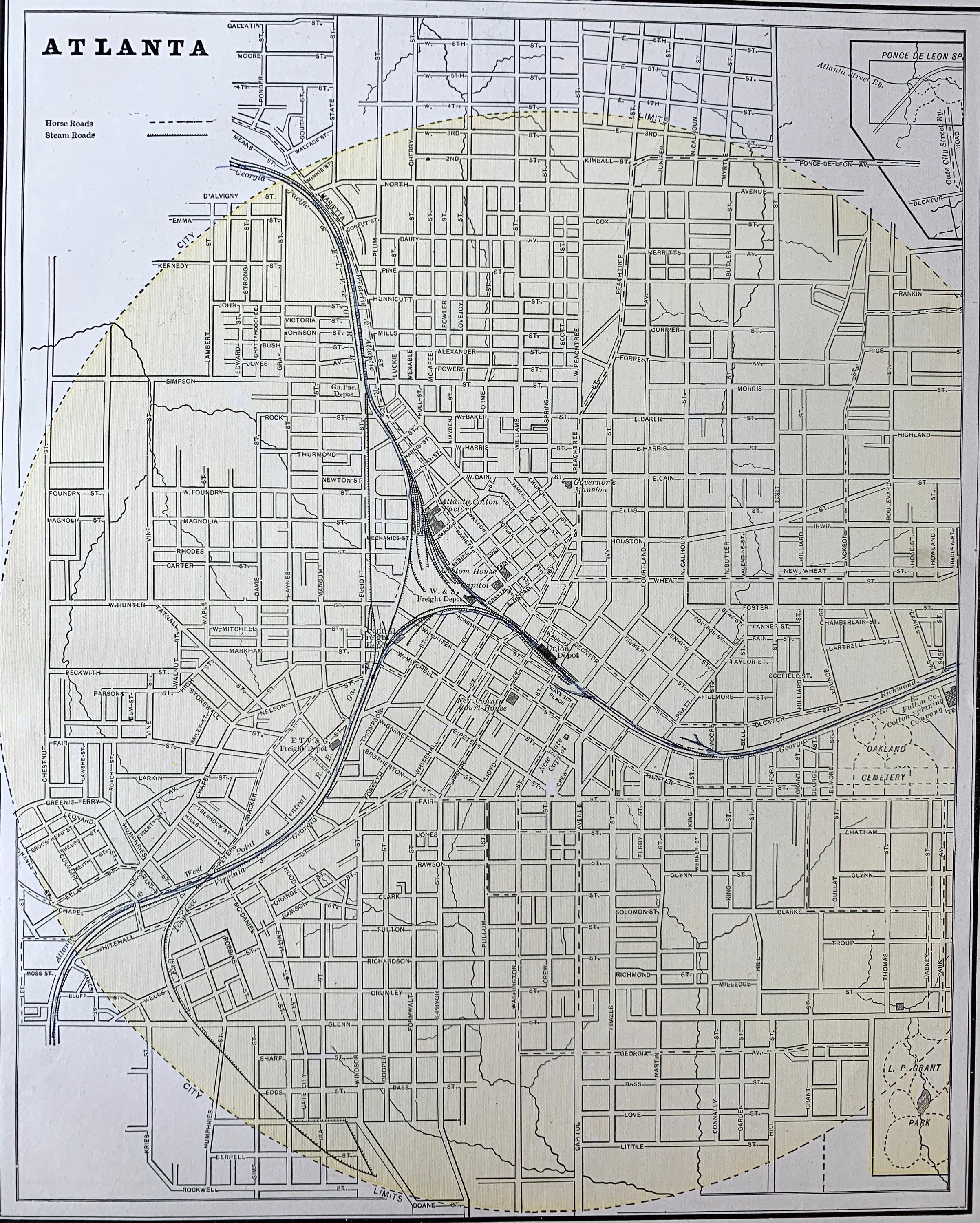 Atlanta Map Original 1901 Crams Atlas Atlanta Georgia - Etsy UK