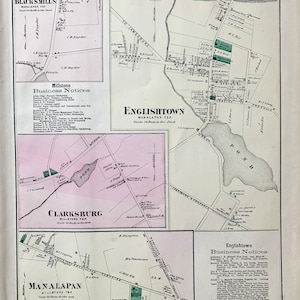 Englishtown Map, Original 1873 Monmouth County, New Jersey Atlas ...