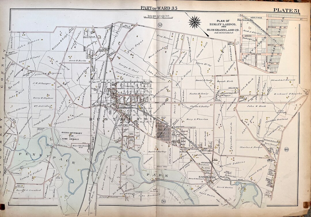Bustleton Map, Original 1910 Philadelphia Atlas, Northeast Philadelphia ...