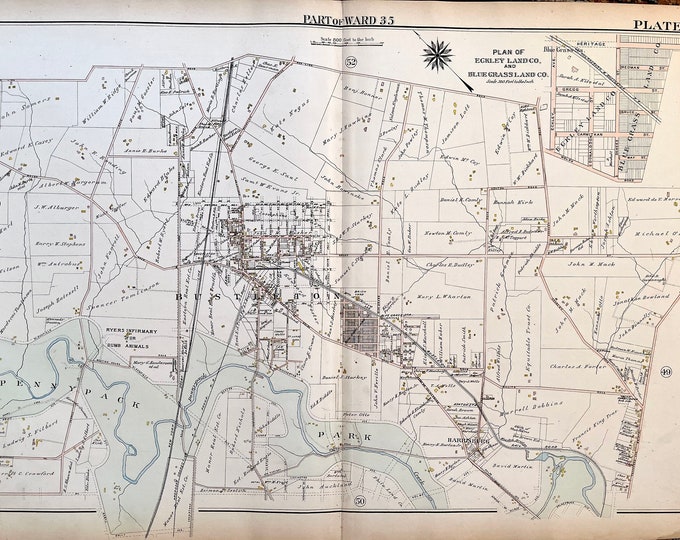 Somerton Map, Byberry Map, Original 1910 City of Philadelphia Atlas Map ...