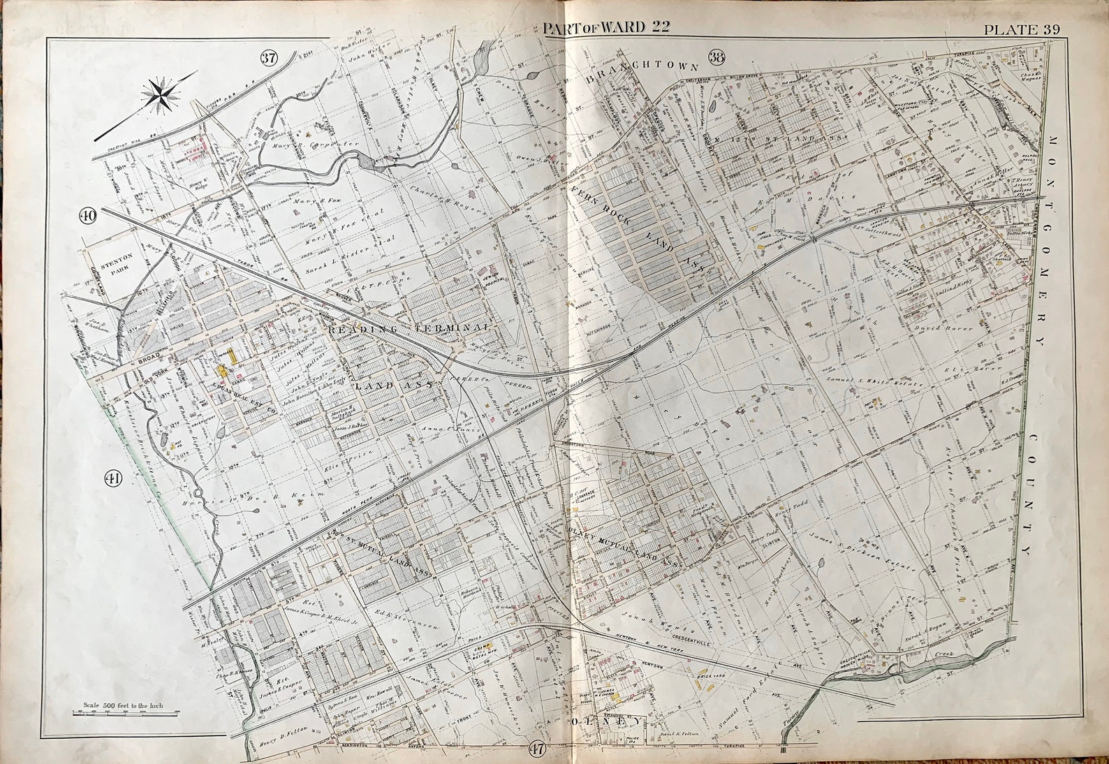 North Philadelphia Map Olney Map Ogontz Map Original 1895 - Etsy