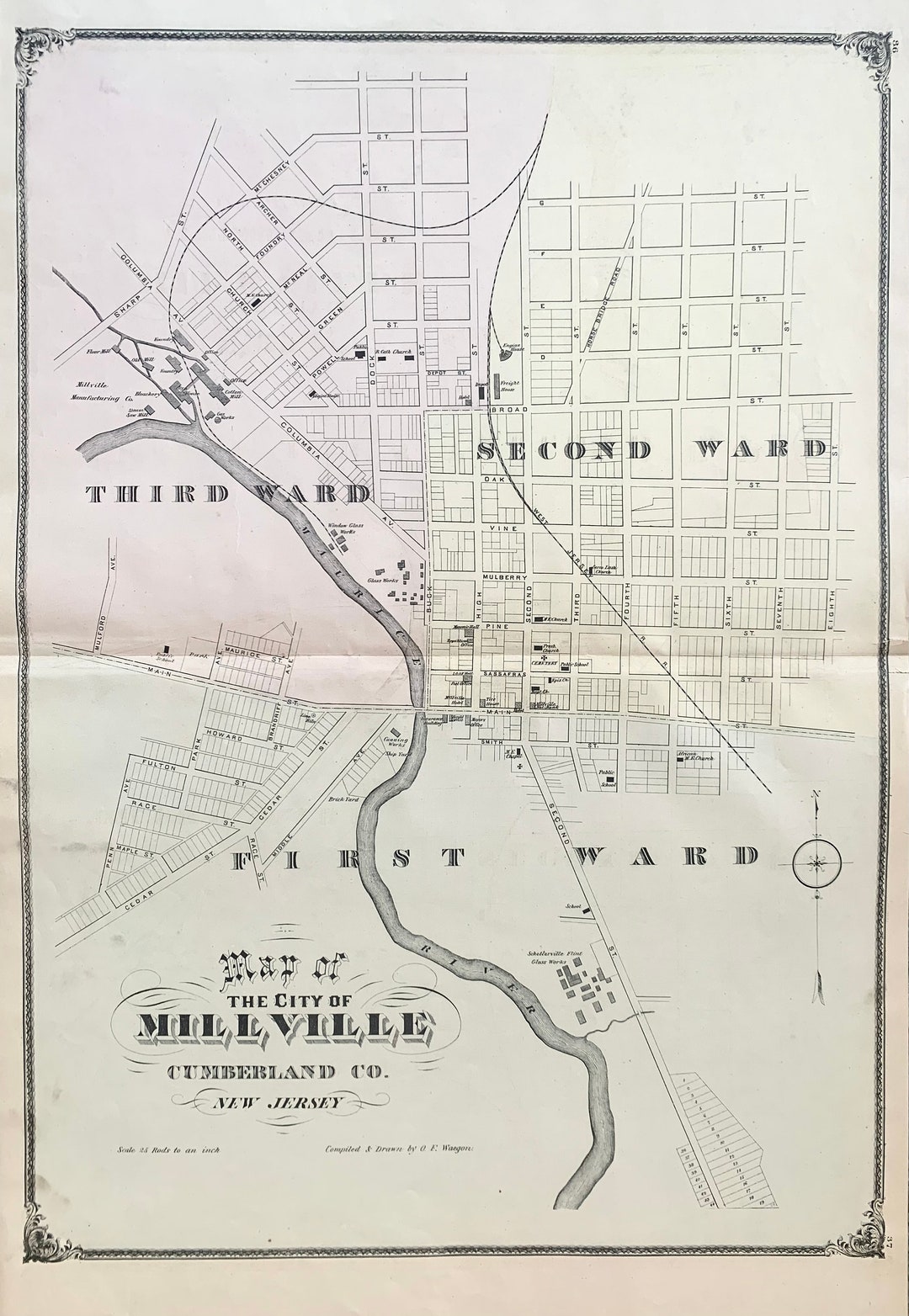 Millville Map, Original 1876 Cumberland County Atlas, New Jersey, Mike ...