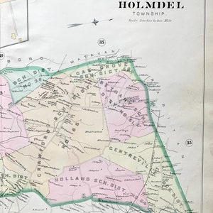 Holmdel Township Map, Original 1889 Monmouth County Atlas, Morrisville ...