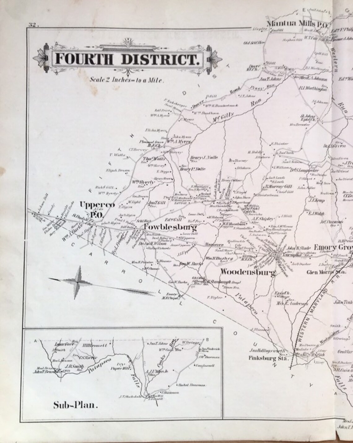 Baltimore County Atlas Map Original 1877 Hand Colored Fourth - Etsy