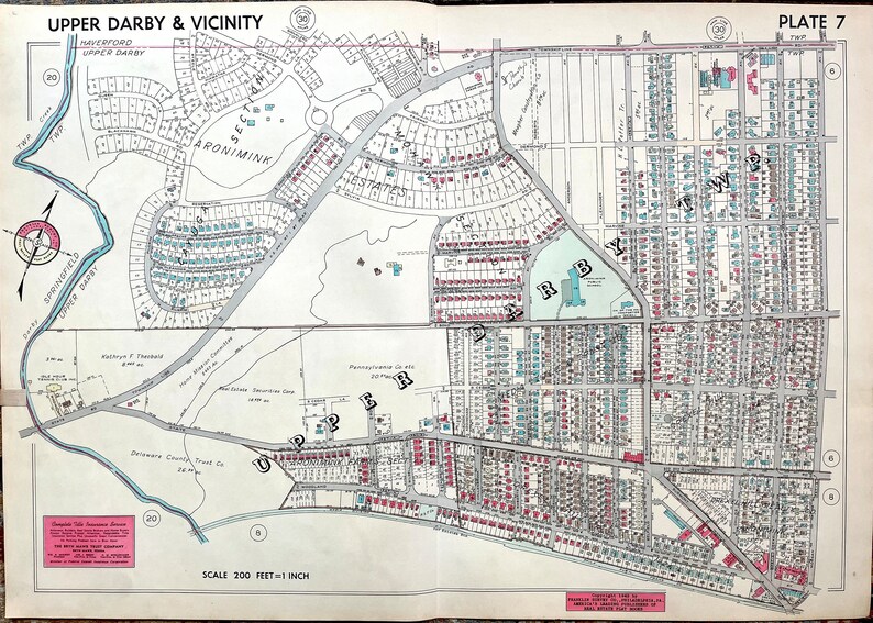 Drexel Hill Map, Original 1942 Upper Darby Atlas, Aronimink - Etsy