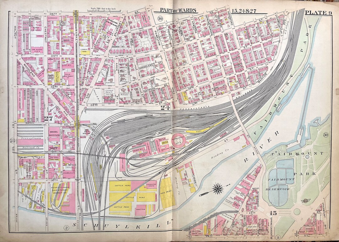 Art Museum Map, Original 1910 Philadelphia Atlas, Drexel University ...