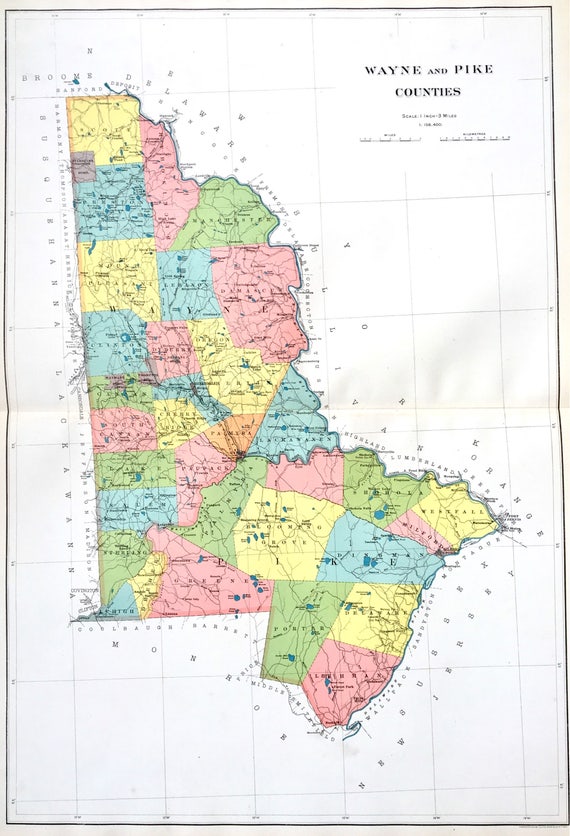 Wayne and Pike County Original 1900 State of Pennsylvania - Etsy