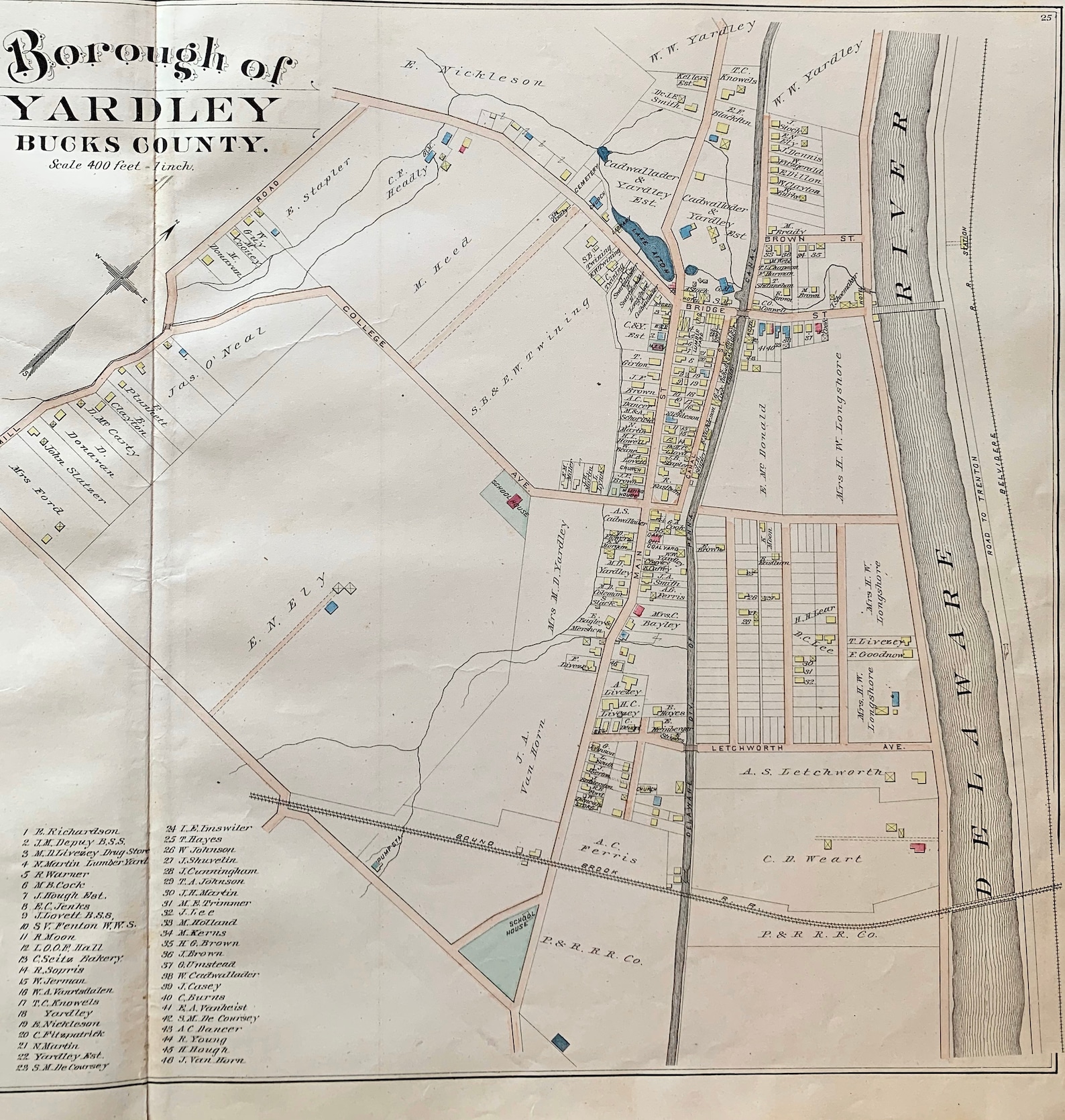 Antique Yardley Map, Original 1886 North Pennsylvania Railroad Atlas ...