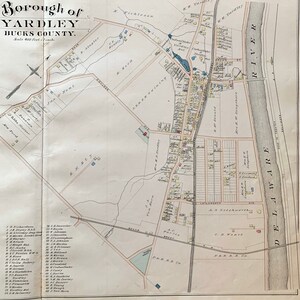 Antique Yardley Map, Original 1886 North Pennsylvania Railroad Atlas ...