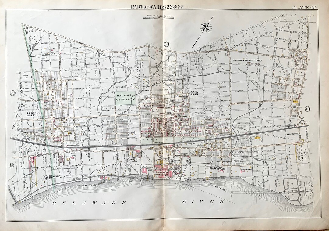 Tacony Map, Frankford Map, Original 1910 City of Philadelphia Atlas Map ...