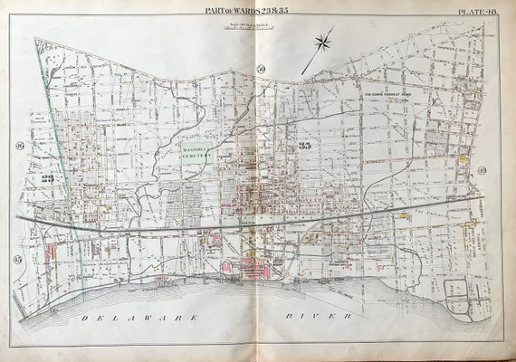 Tacony map Frankford map Original 1910 City of Philadelphia | Etsy
