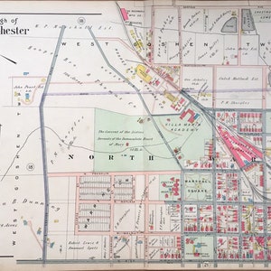 West Chester Pennsylvania Map, Original 1912 Hand Colored, North Ward ...