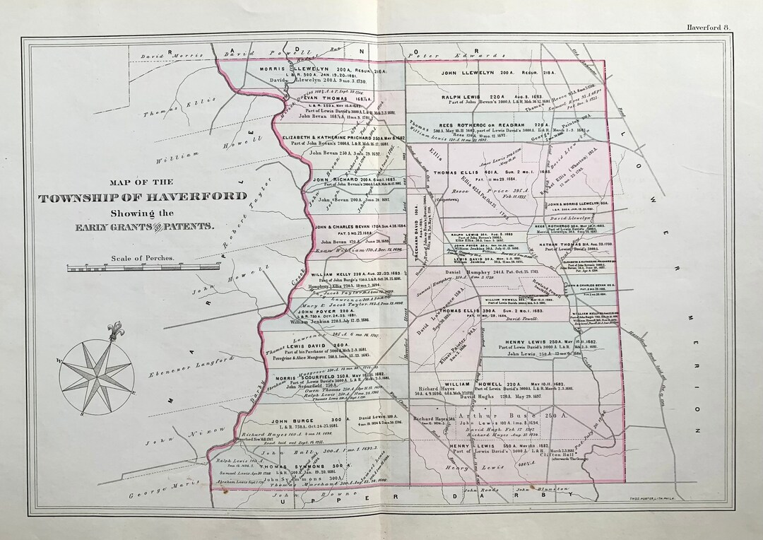 Haverford Township Map, Original 1880 Delaware County Atlas, Havertown ...