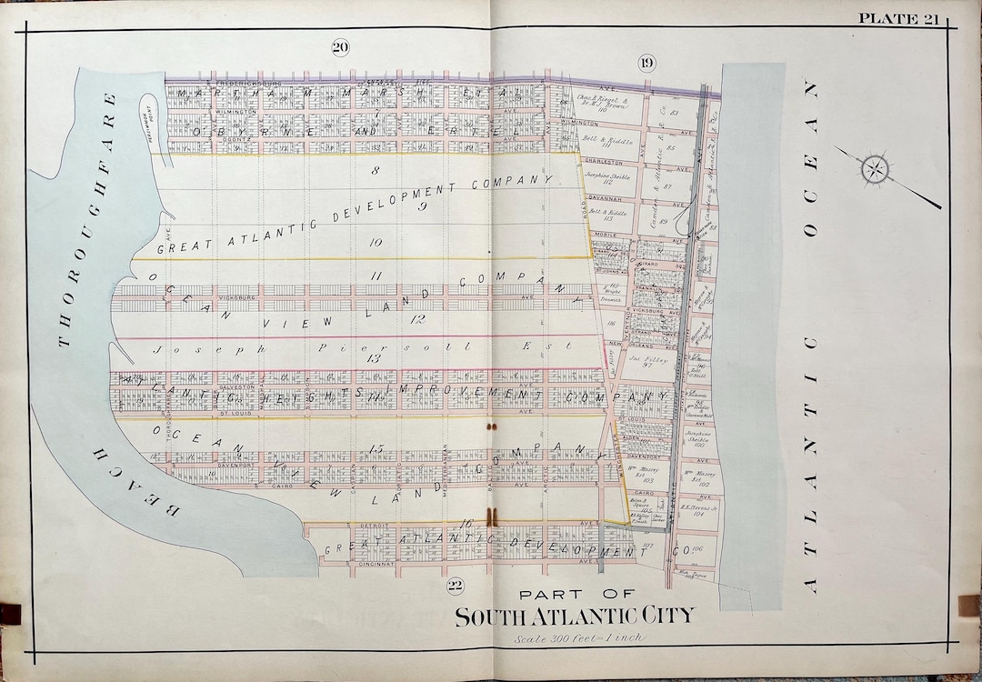 Margate City Map, Original 1908 Atlantic City Atlas, Marven Gardens ...