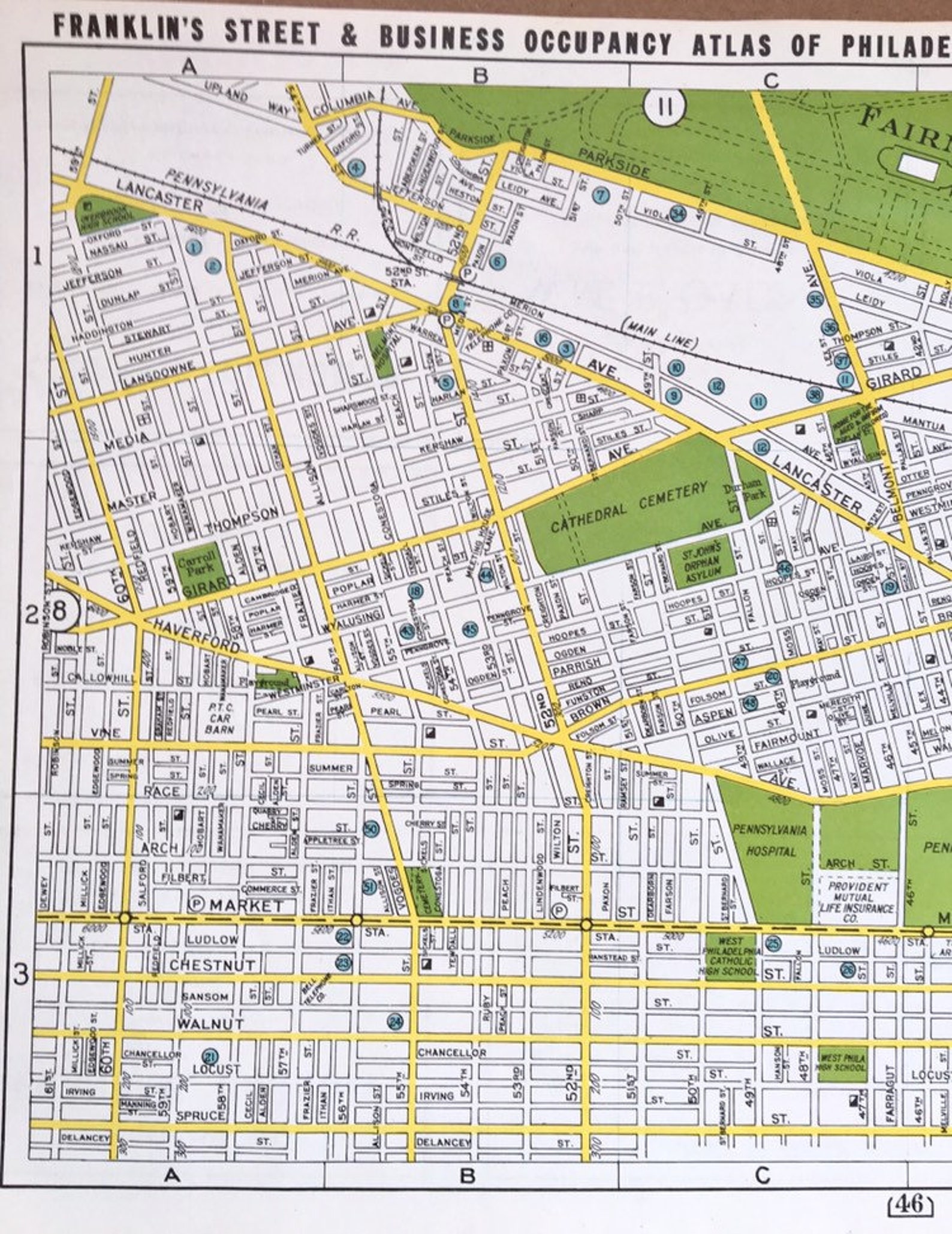 West Philadelphia Map Original 1946 Franklins Atlas - Etsy