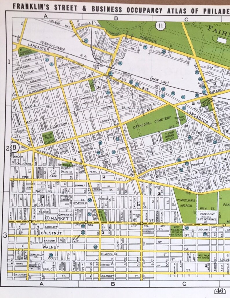 West Philadelphia Map Original 1946 Franklins Atlas - Etsy