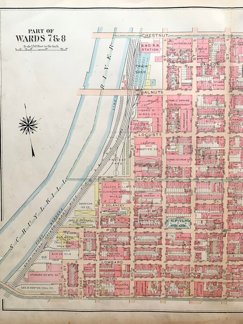 Rittenhouse Square Map Original 1922 Philadelphia Atlas - Etsy