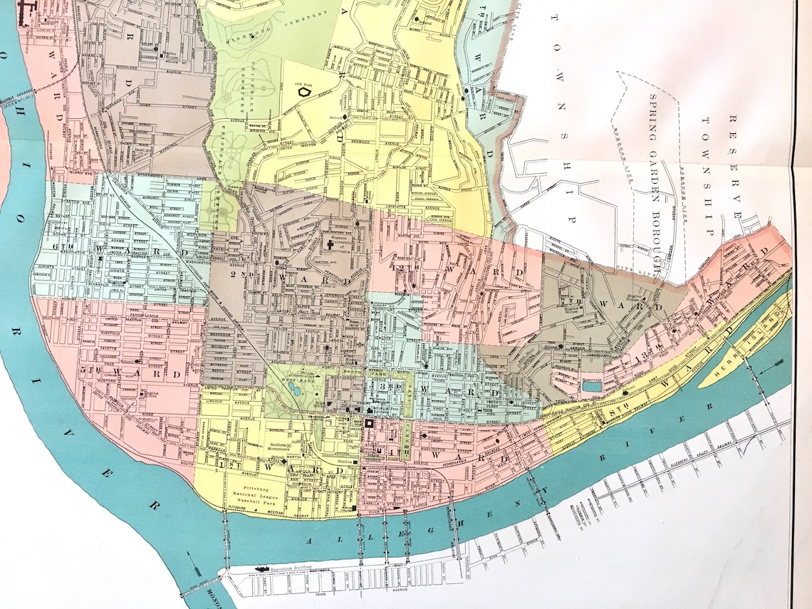 Original 1900 City of Allegheny Atlas map from the State of | Etsy