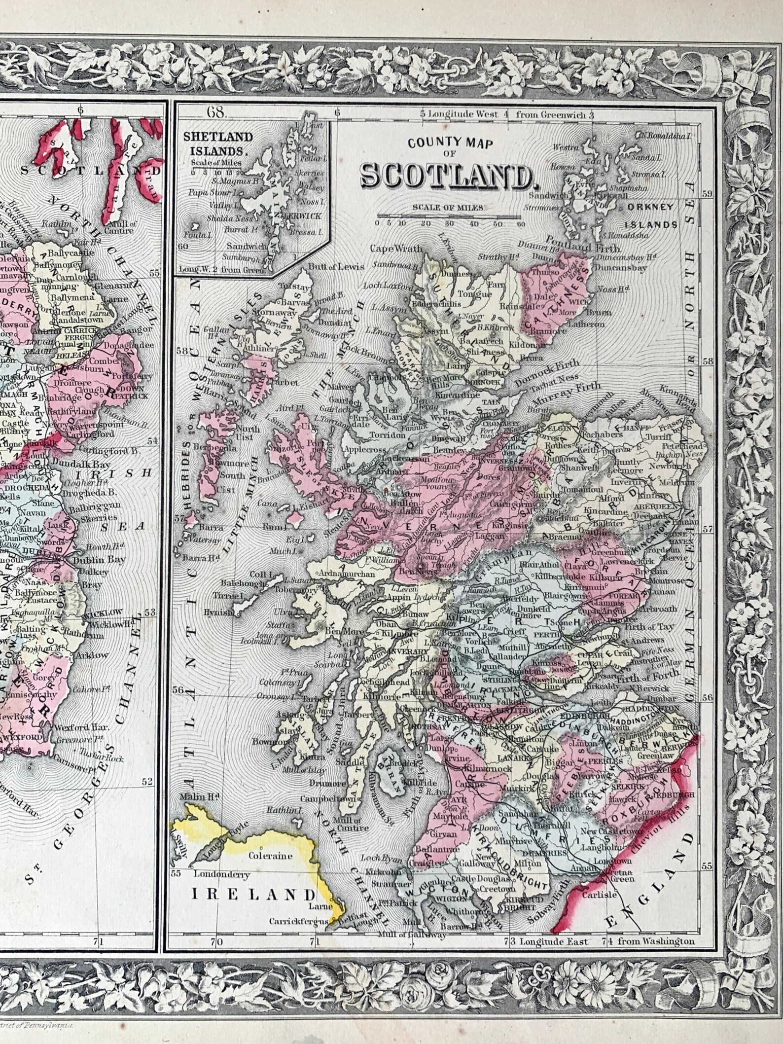 Ireland Map, Original 1862 Mitchells Atlas, Scotland, Dublin, - Etsy