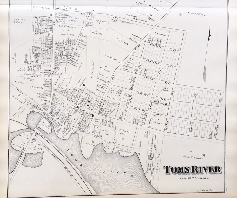 1878 Toms River Atlas Map, New Jersey Shore Atlas, Original Hand ...