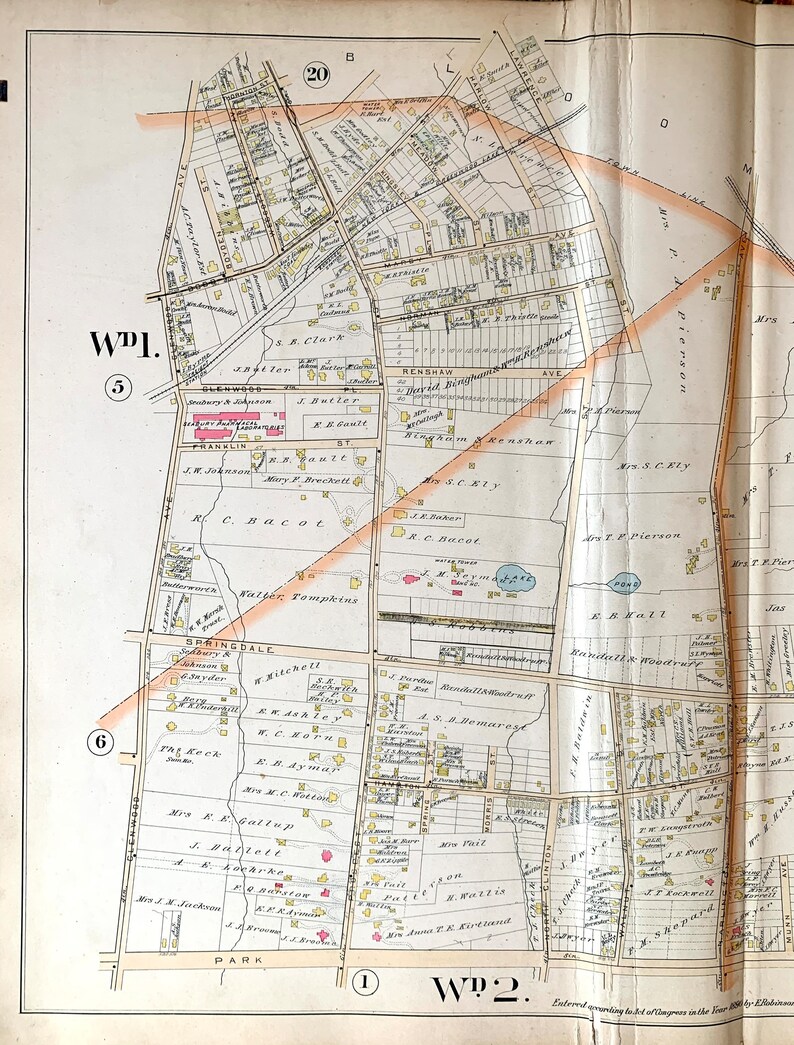 East Orange Map, Original 1890 Essex County Atlas, New Jersey, Ampere ...