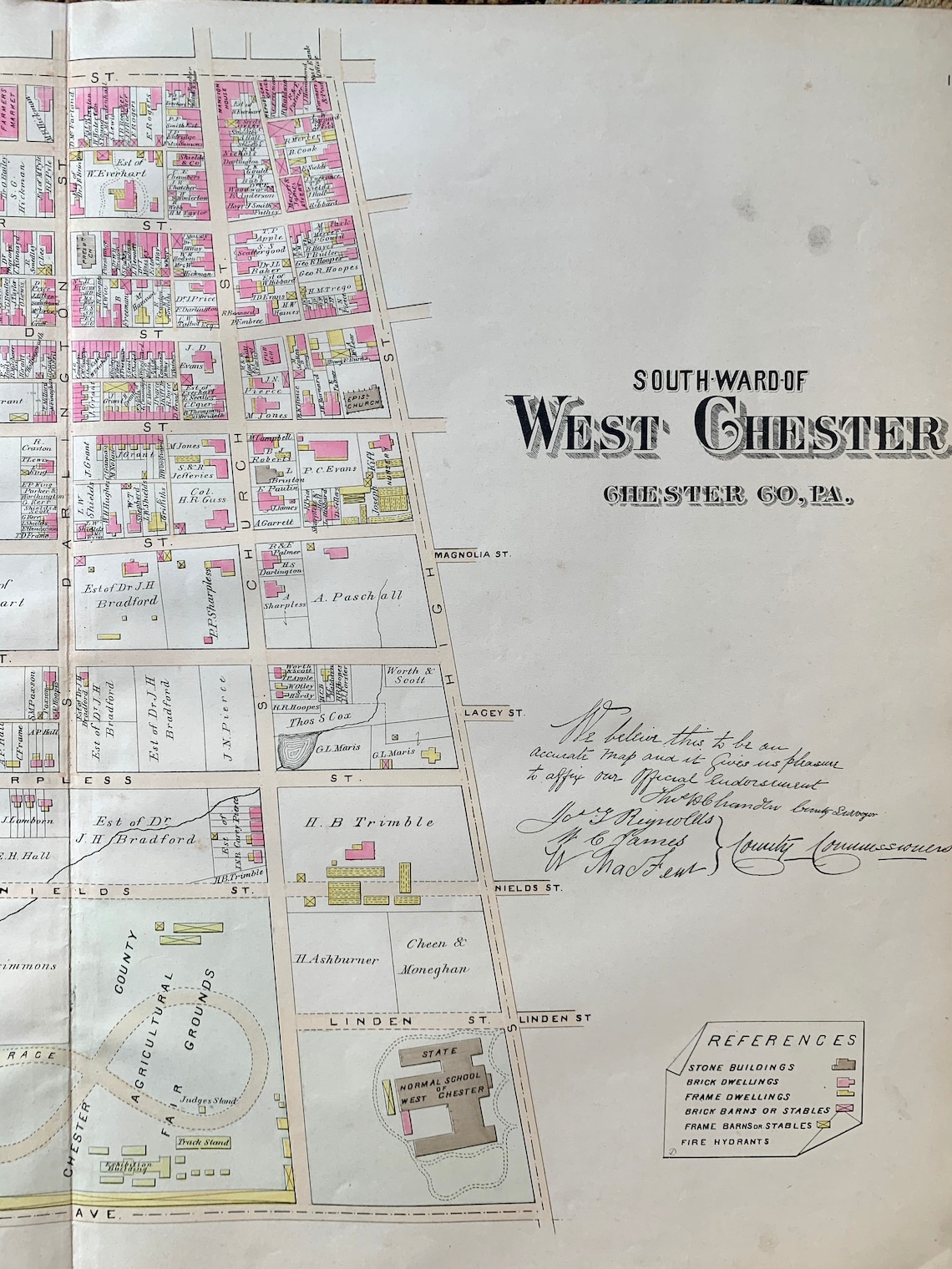 West Chester Pennsylvania Map Original 1883 Chester County - Etsy