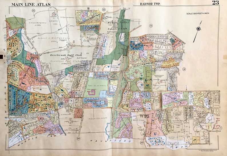Ithan Map, Villanova Map, Original 1961 Pennsylvania Main Line Railroad ...