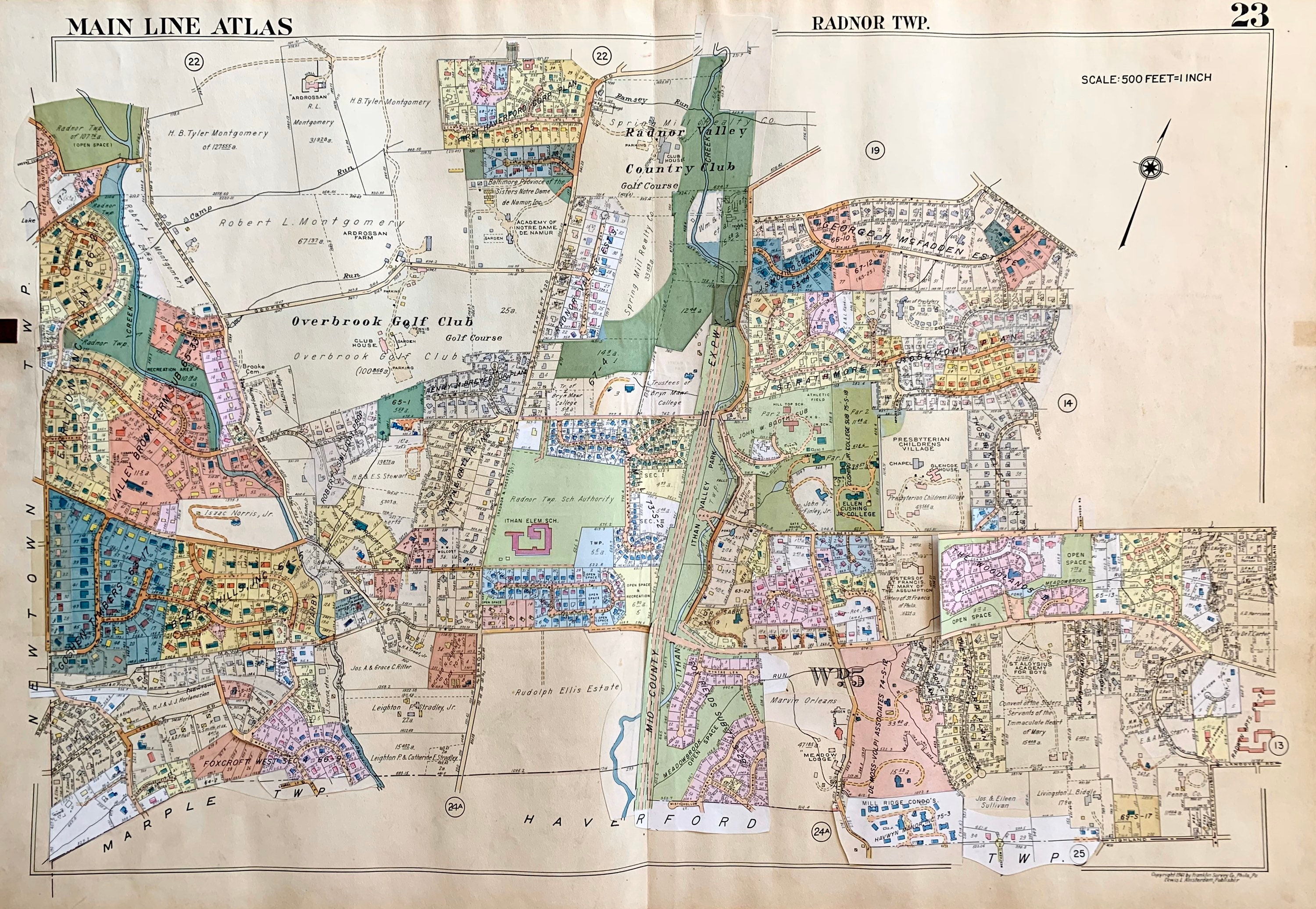 Ithan Map, Villanova Map, Original 1961 Pennsylvania Main Line Railroad ...