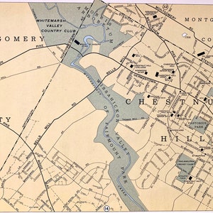 Chestnut Hill Map, Whitemarsh Map, Original 1951 City of Philadelphia ...
