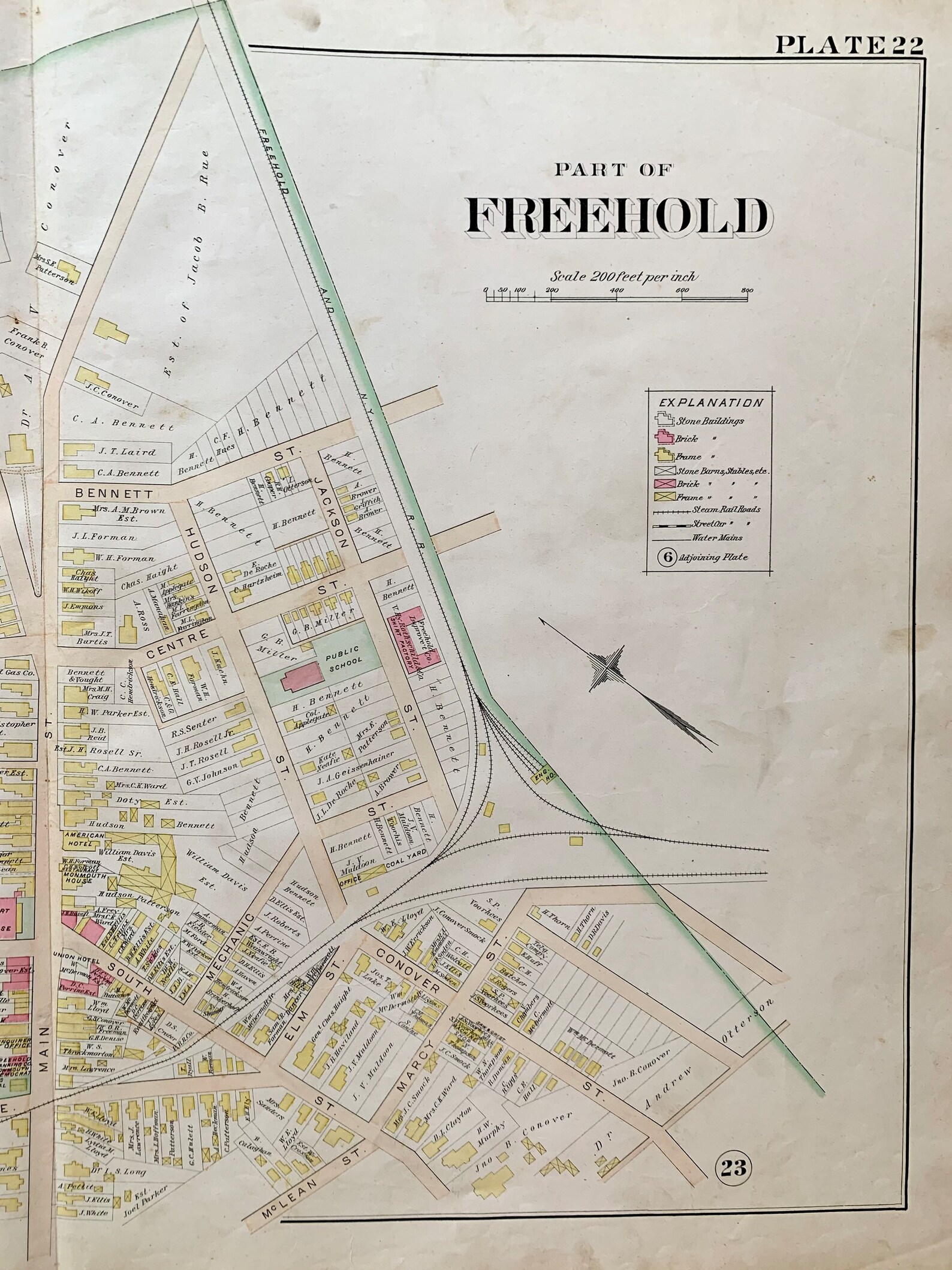 Freehold Map, Original 1889 Monmouth County Atlas Map, New Jersey Map ...