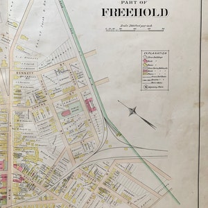 Freehold Map, Original 1889 Monmouth County Atlas Map, New Jersey Map ...