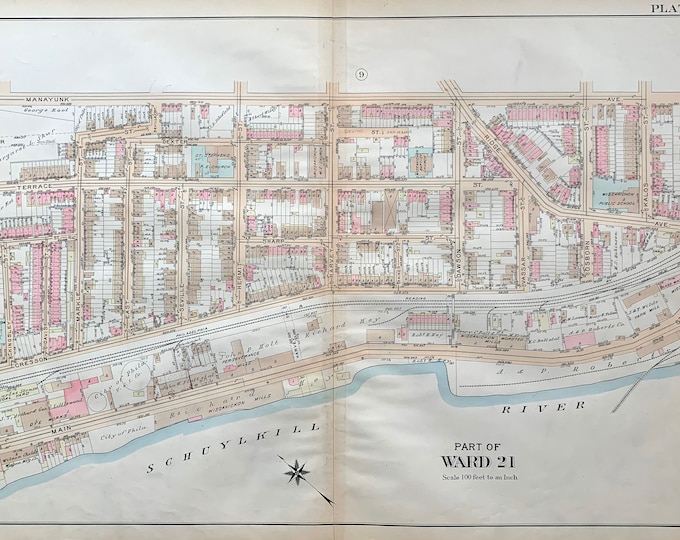 Manayunk Map, Wissahickon Map, Original 1911 City of Philadelphia Atlas ...