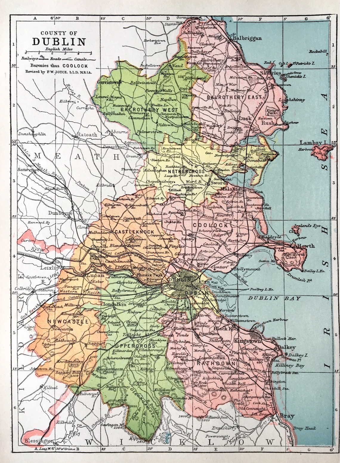 County of Dublin original 1900 atlas of Ireland map | Etsy