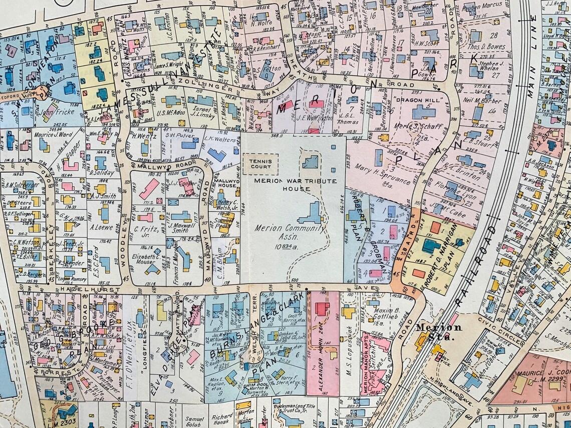 Merion Map Merion Station Map Original 1961 Main Line | Etsy