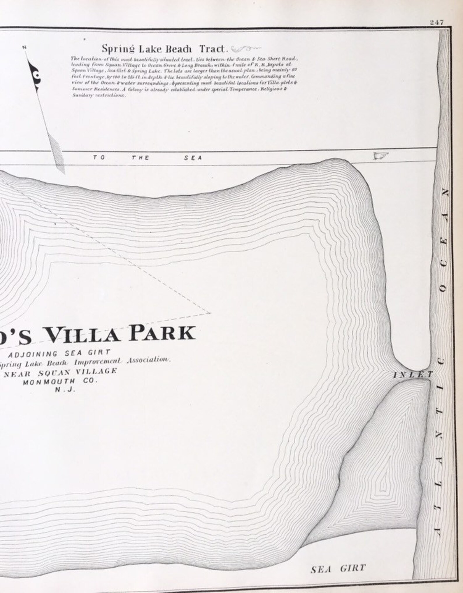 Spring Lake Map Original 1878 New Jersey shore Atlas Sea | Etsy