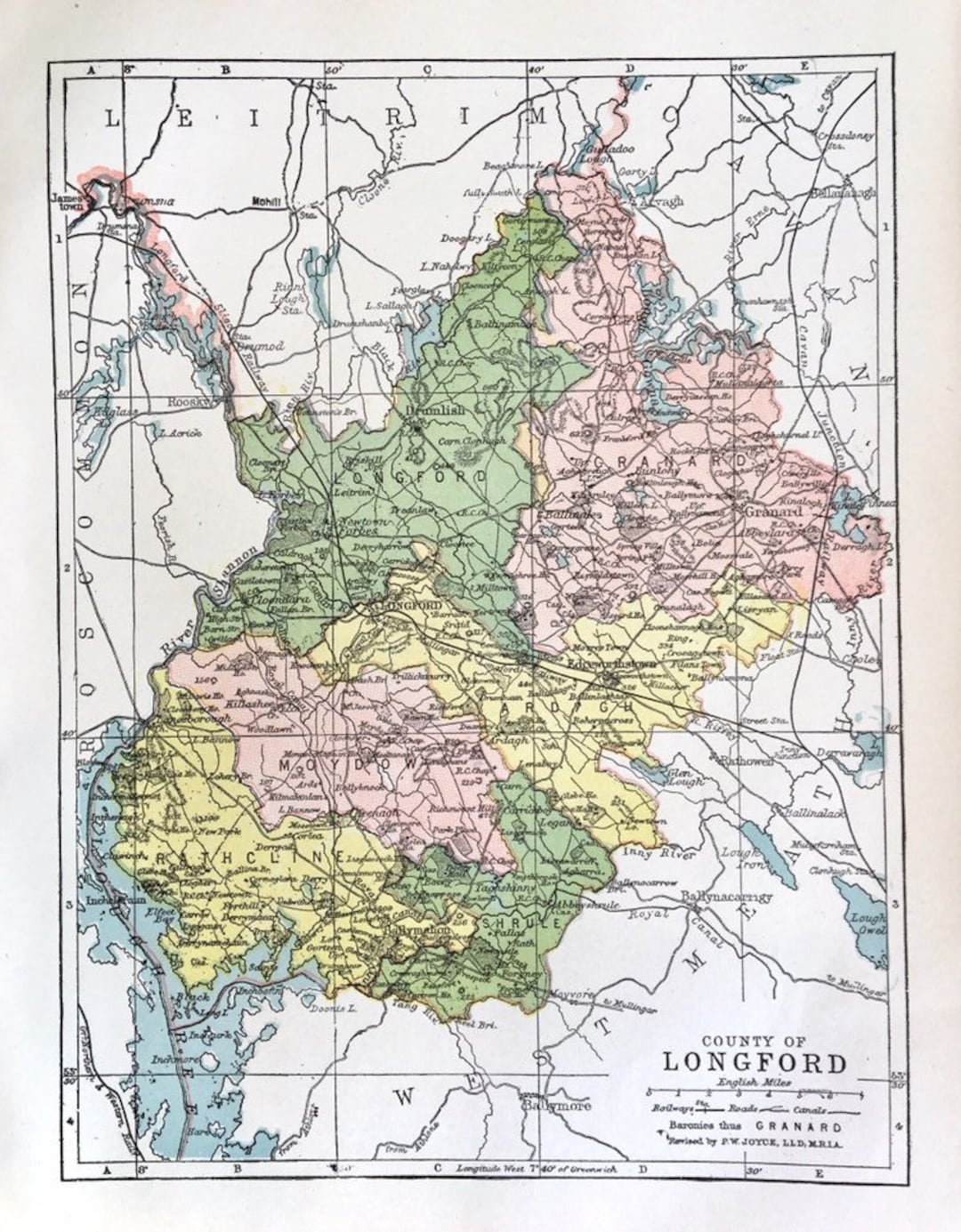 County of Longford 1902 Atlas of Ireland Map Granard - Etsy