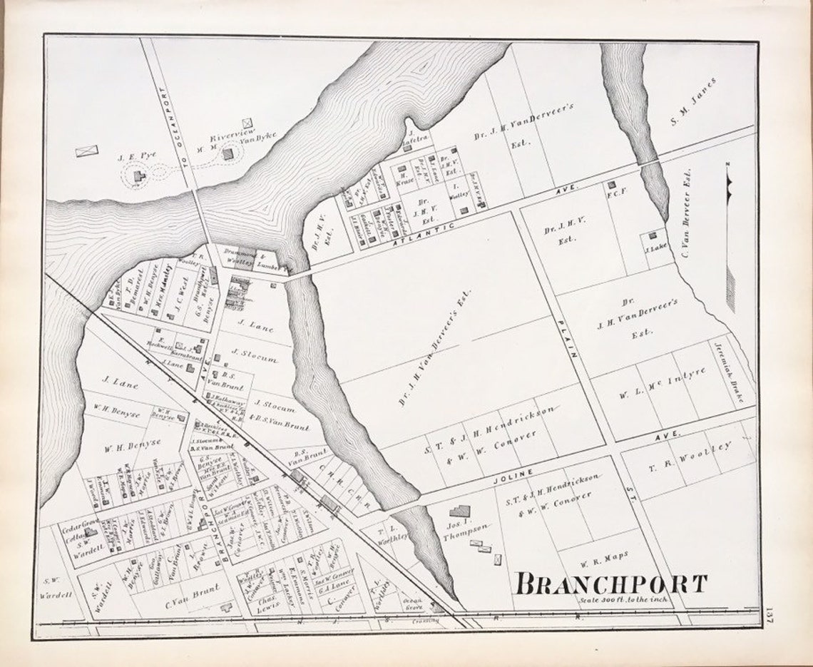 Branchport Map Original 1878 New Jersey Shore Atlas Monmouth - Etsy