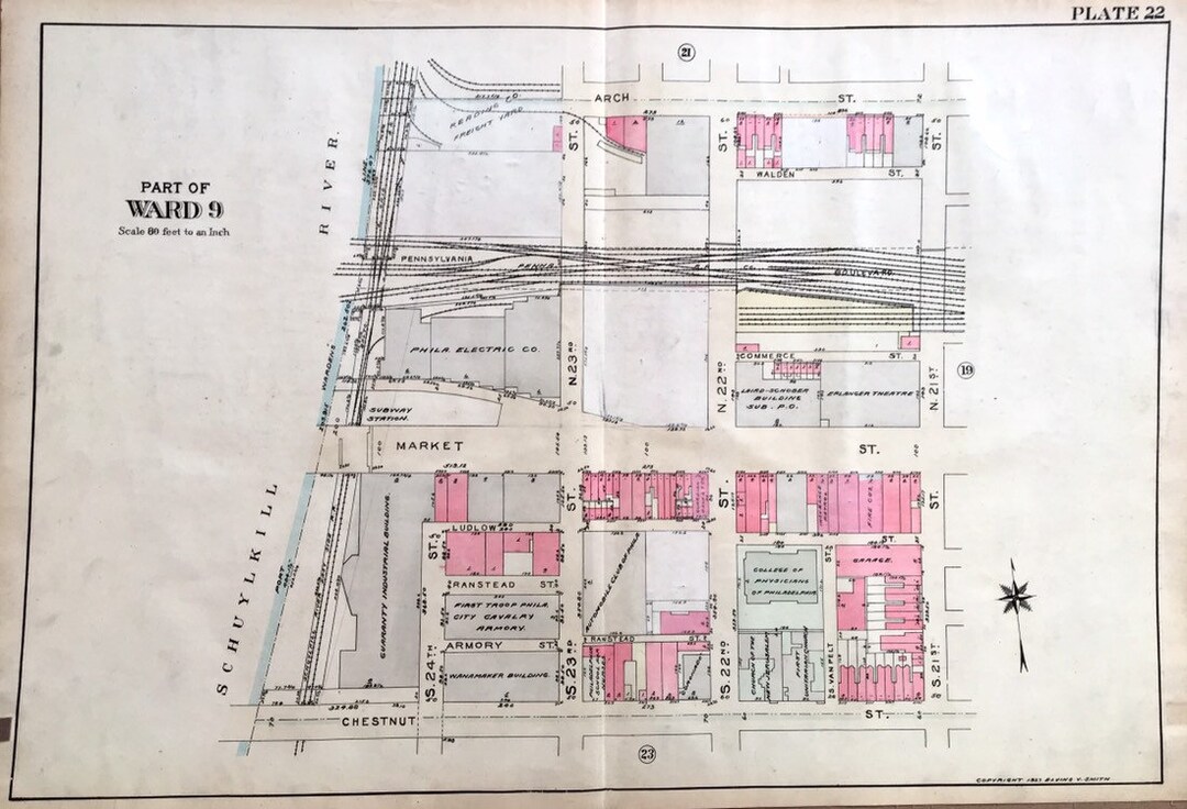 Center City Map, Original 1927 City of Philadelphia Atlas Map, Hand ...